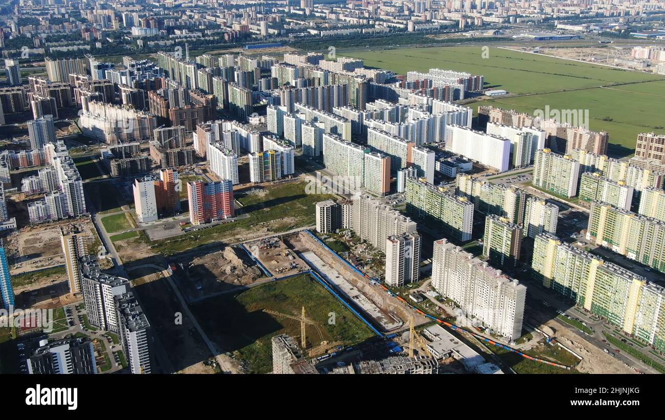 Aerial view of the new modern residential complexes in the large city ...