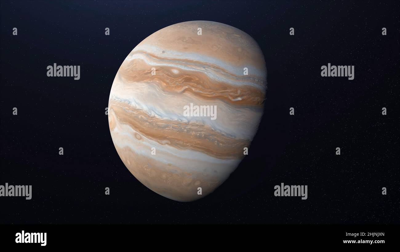 Abstract animation of planet Jupiter with colorful surface rotating in ...