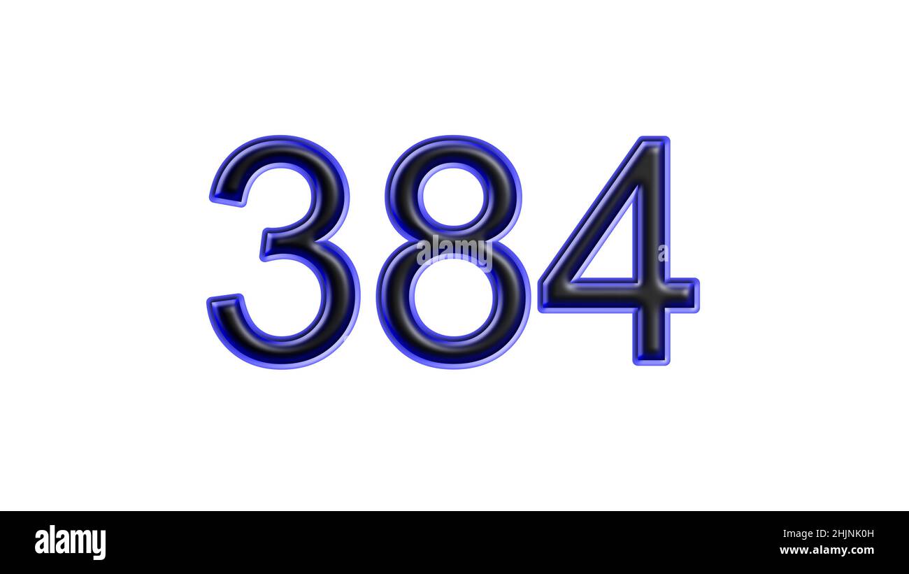 blue 384 number 3d effect white background Stock Photo - Alamy