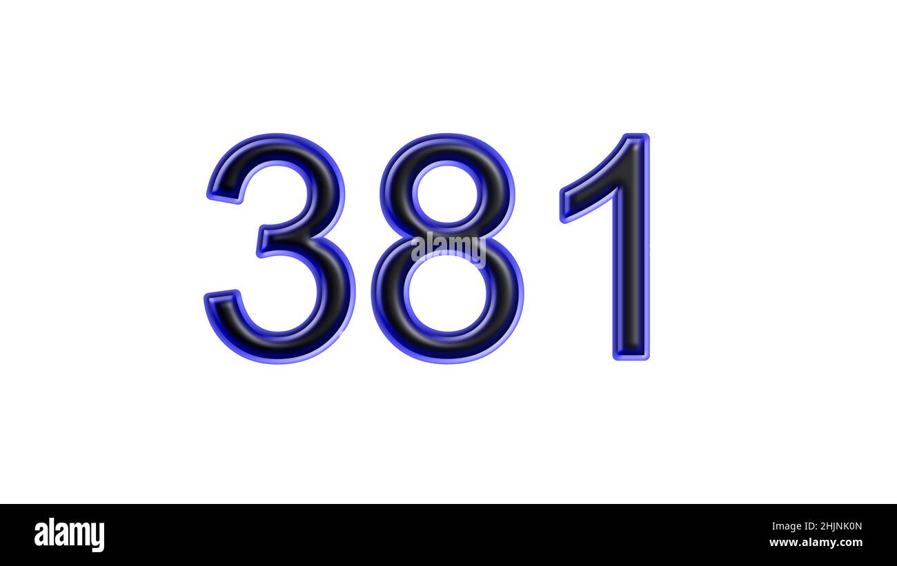 blue 381 number 3d effect white background Stock Photo - Alamy