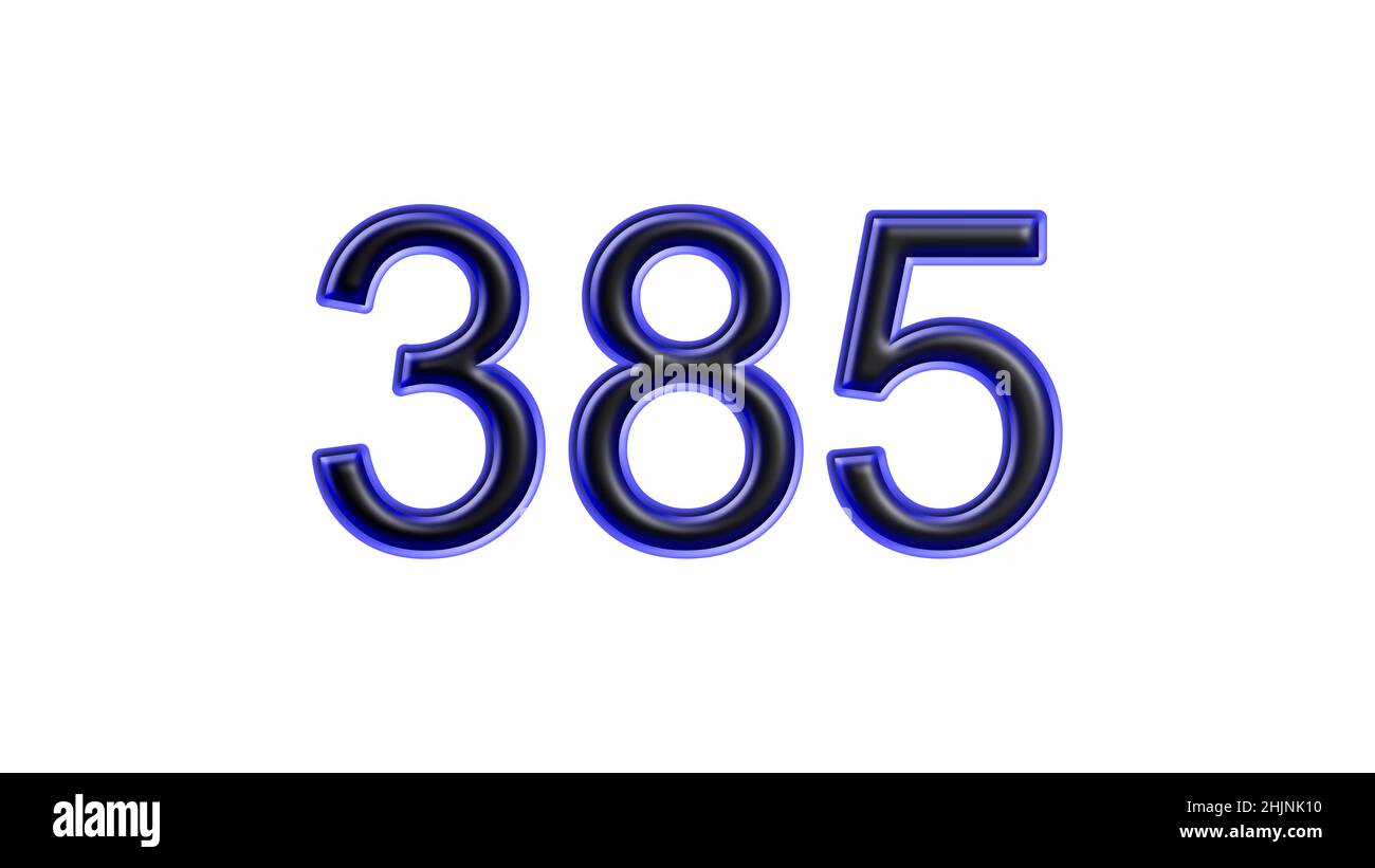 blue 385 number 3d effect white background Stock Photo - Alamy