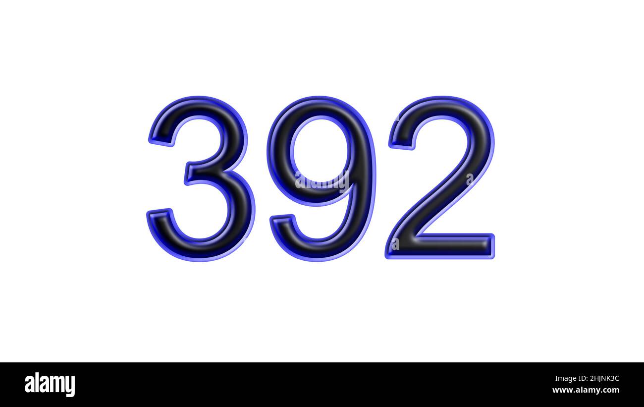 blue 392 number 3d effect white background Stock Photo - Alamy