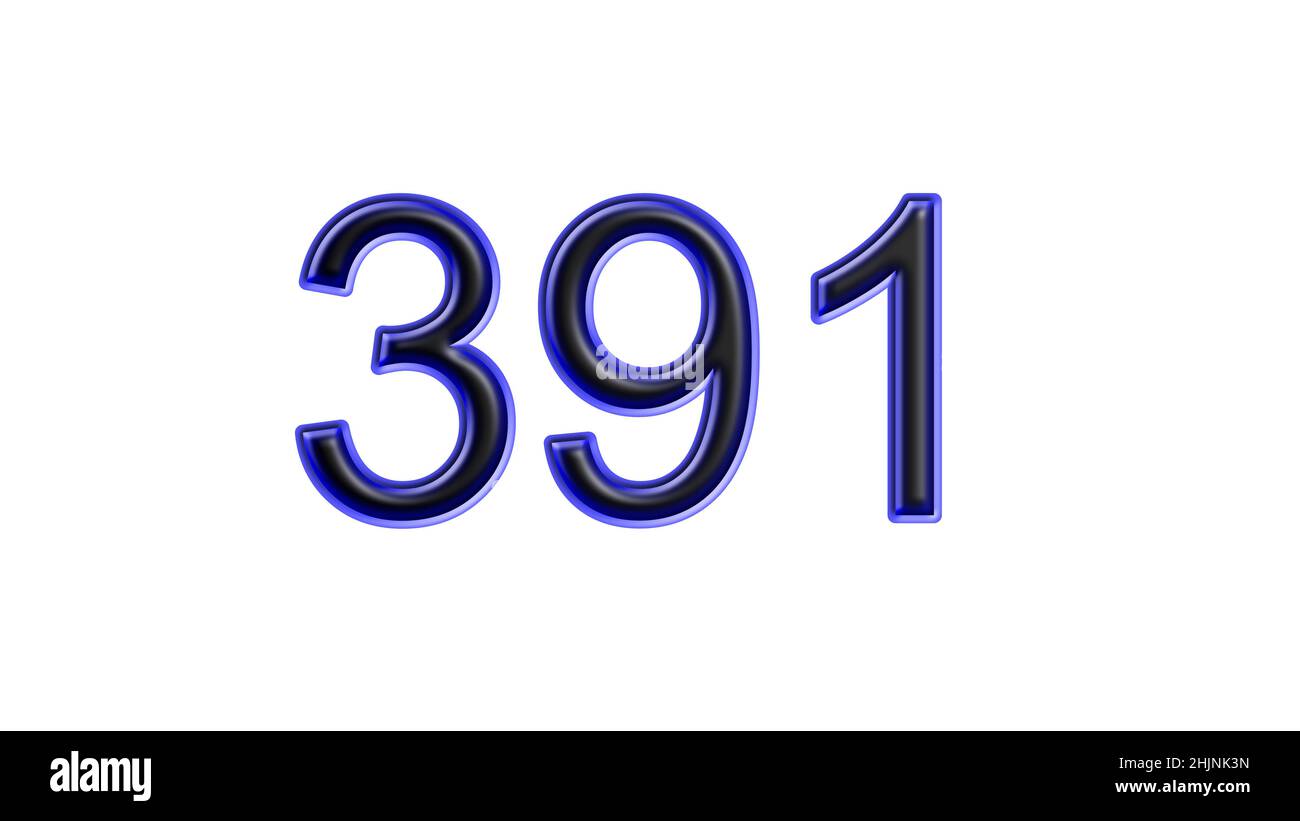 blue 391 number 3d effect white background Stock Photo - Alamy