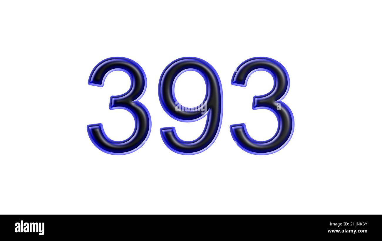 blue 393 number 3d effect white background Stock Photo - Alamy
