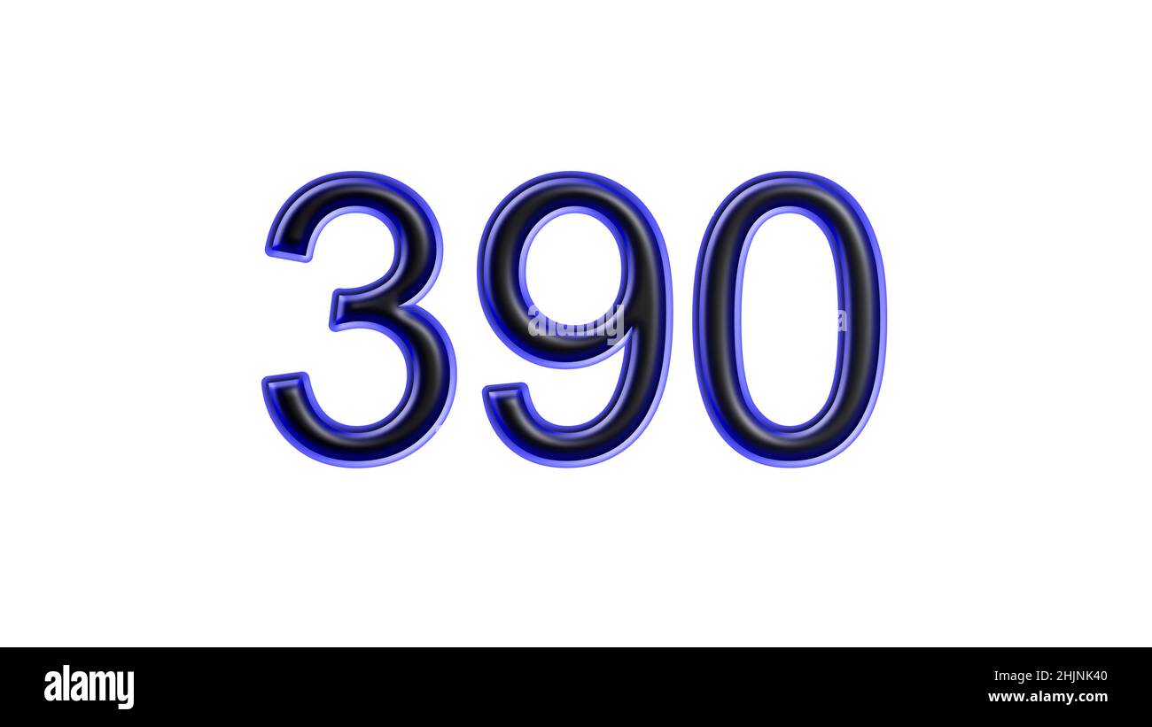 blue 390 number 3d effect white background Stock Photo - Alamy