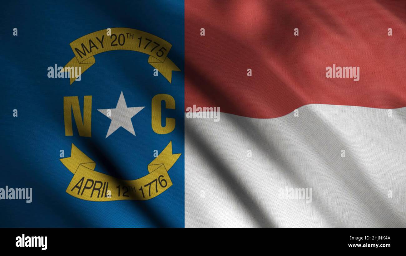 Close-up of waving flag of North Carolina. Animation. Patriotic ...