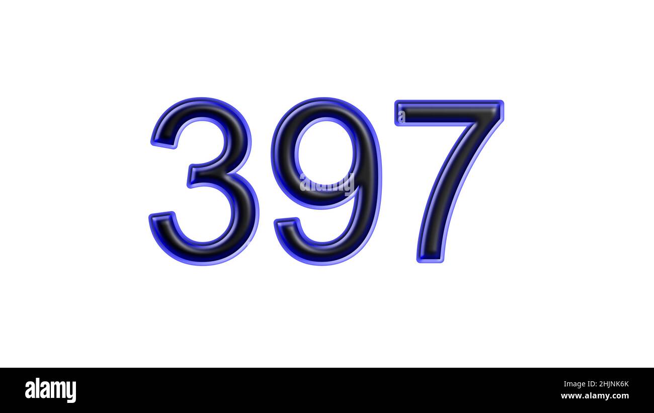 blue 397 number 3d effect white background Stock Photo - Alamy
