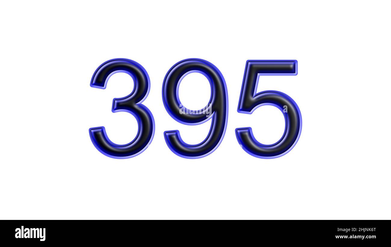 blue 395 number 3d effect white background Stock Photo - Alamy