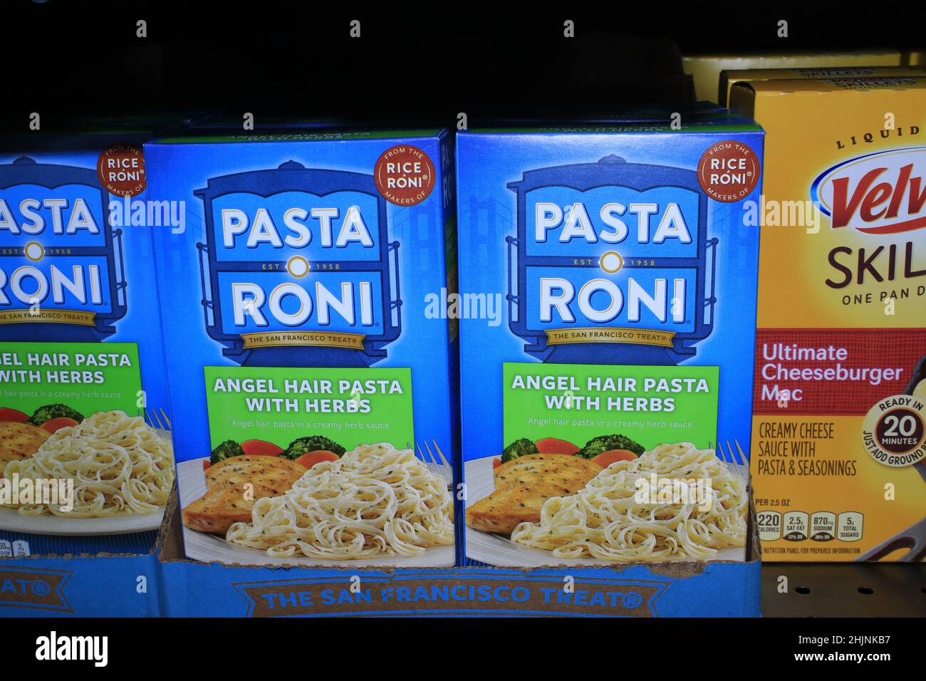 PASTA RONI shot closeup on a metal shelf at a Dillons store Stock Photo ...