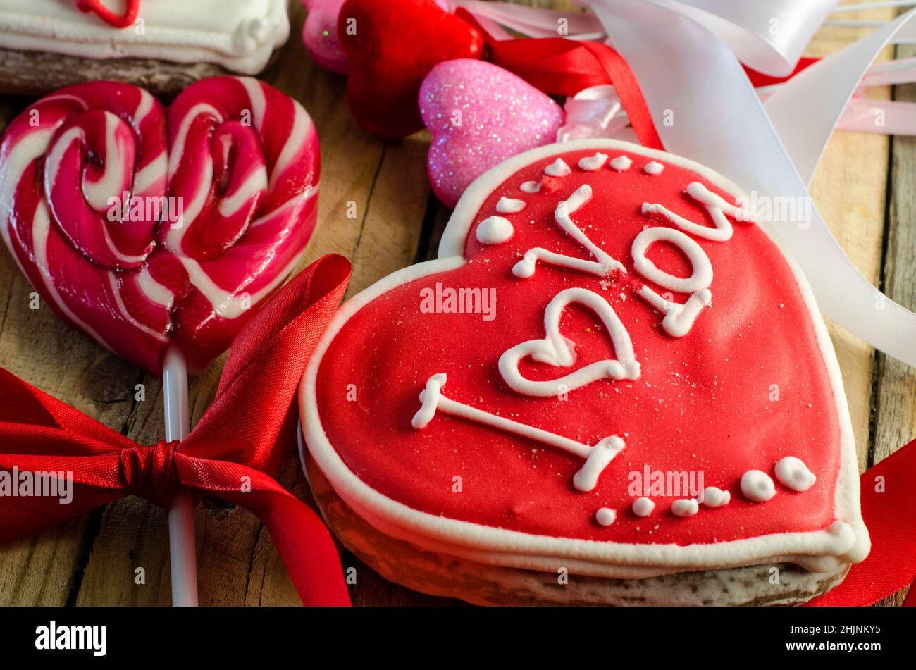 sweets and decorations in the shape of a heart Stock Photo - Alamy