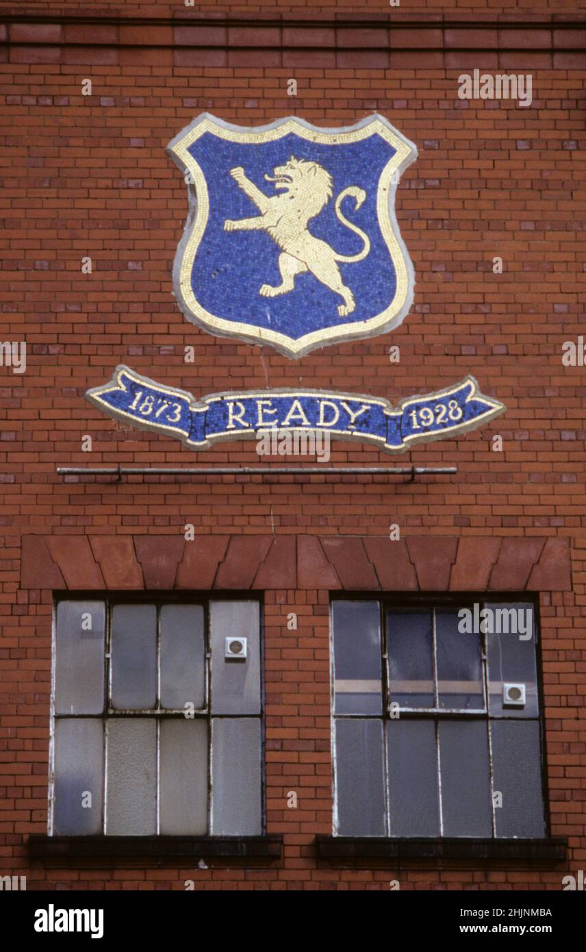 GLASGOW RANGERS Ibrox arean with the club emblem on the brick wall ...