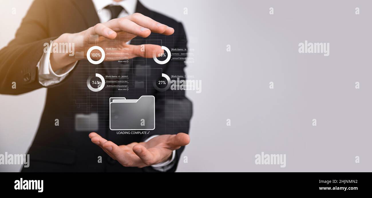 Business developer hand using board framework on virtual modern ...
