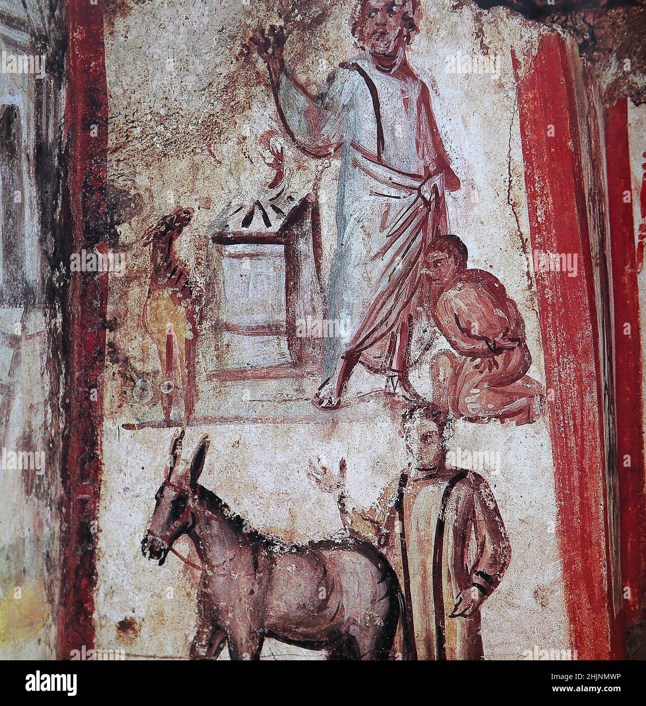 ROME, ITALY, MARCH 29, 2015 : ancient mural frescoe in Rome Catacombs ...