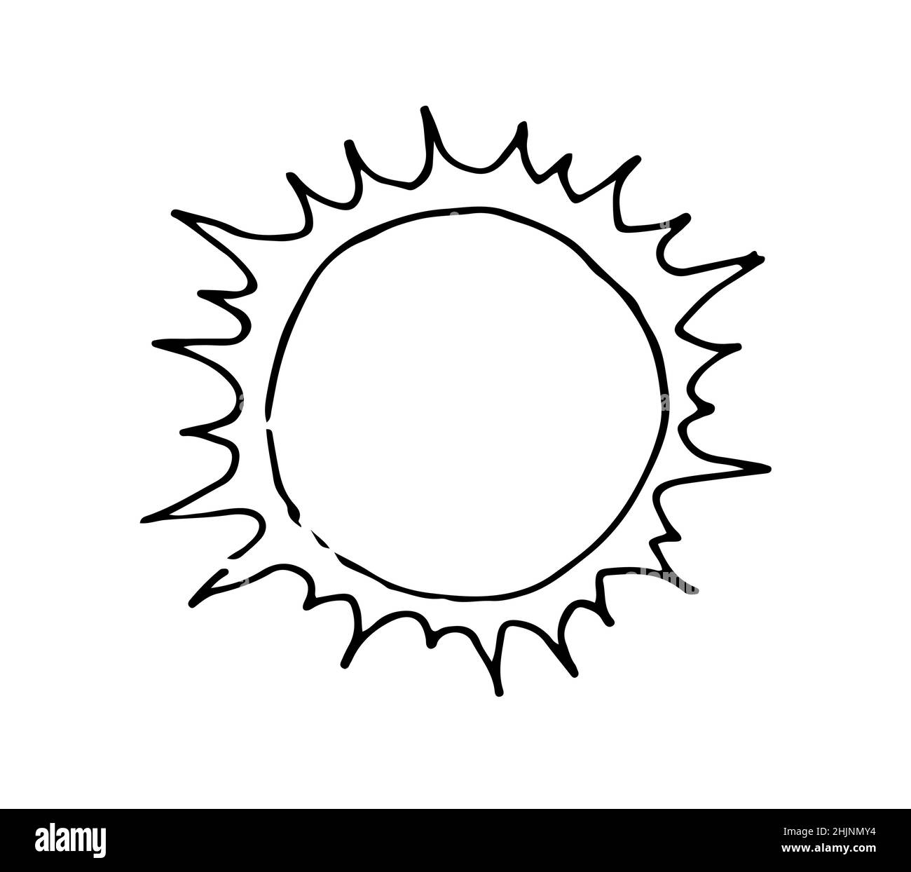 Sun. Beautiful space object. Simple doodle drawing in childish style ...