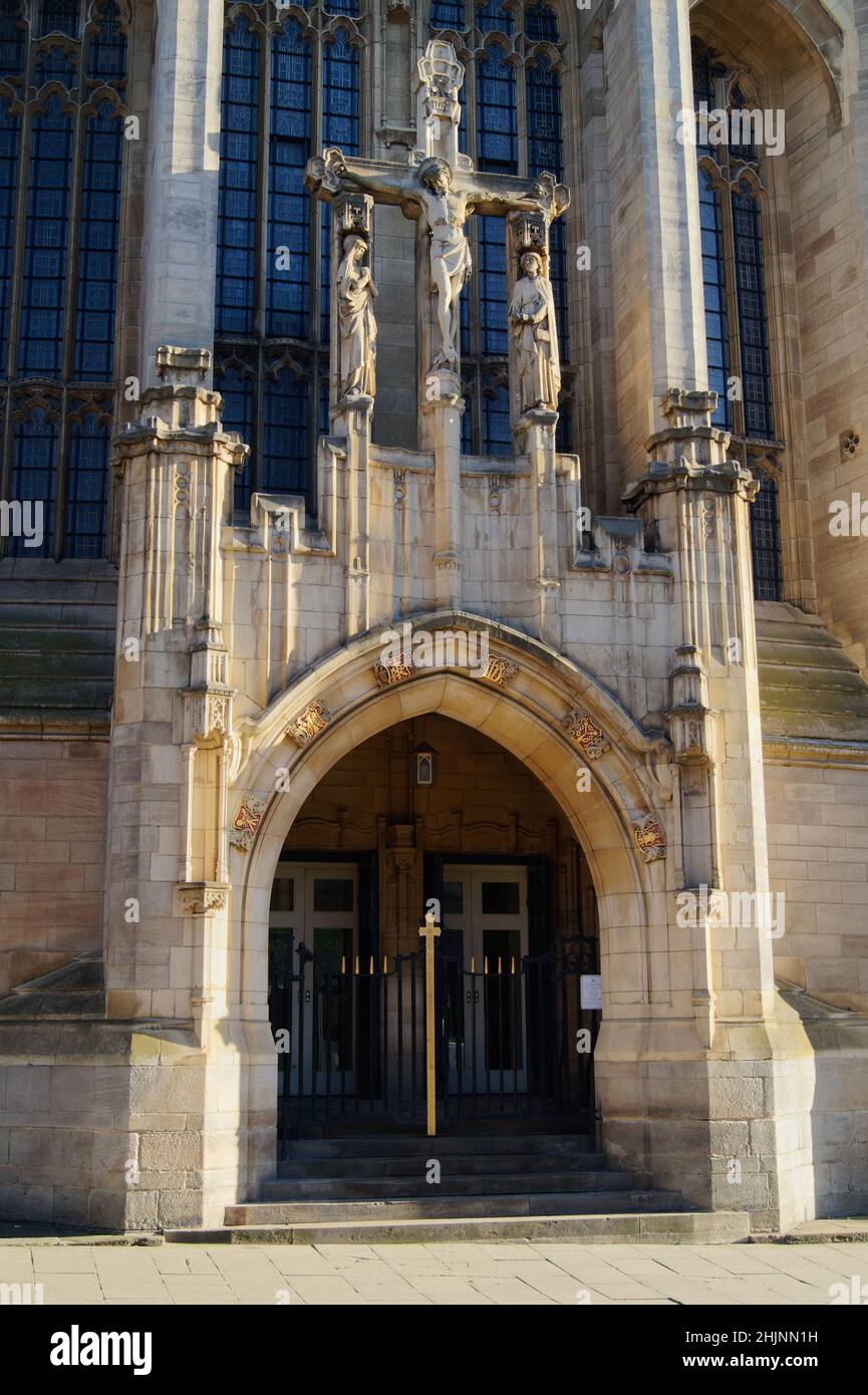 UK, West Yorkshire, Leeds, St Anne's Cathedral entrance from Cookridge ...