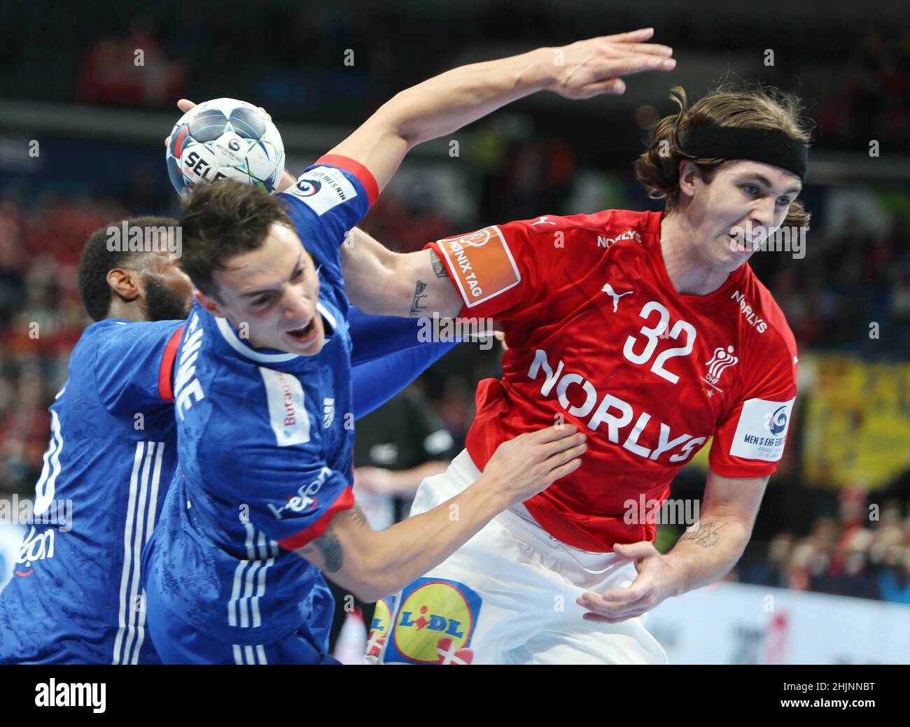Jacob Holm of Denmark during the EHF Men's Euro 2022, Placement Match 3 ...