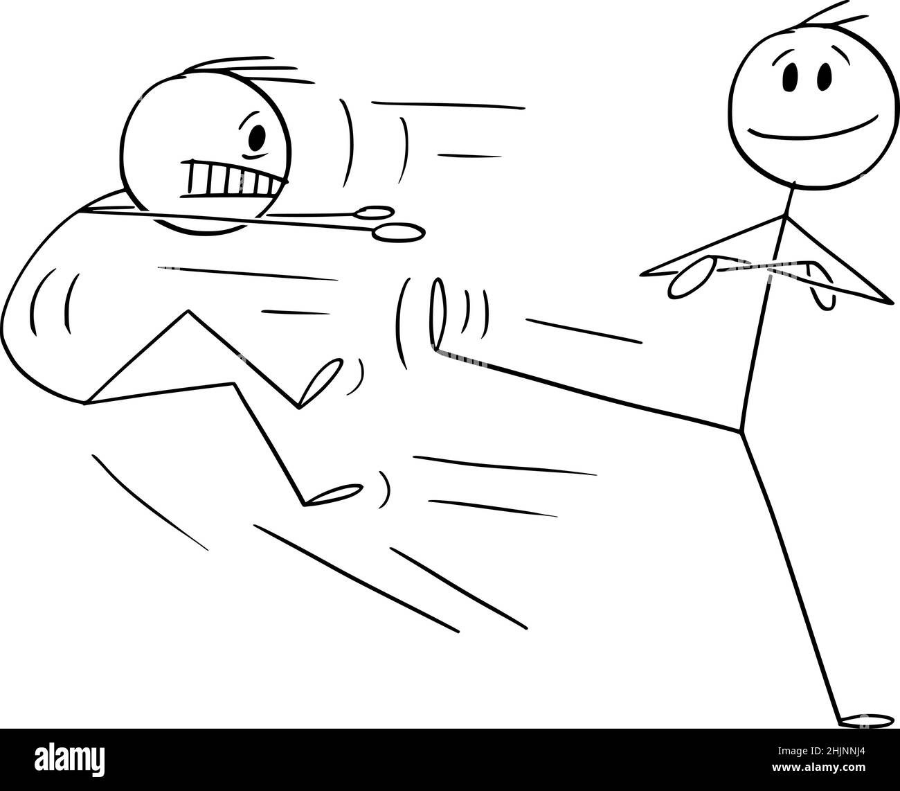Confident Person Fighting With Enemy or Competitor, Vector Cartoon ...
