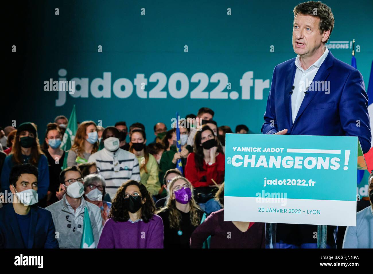 Lyon (France), 29 January 2022. The Green candidate, Yannick Jadot ...