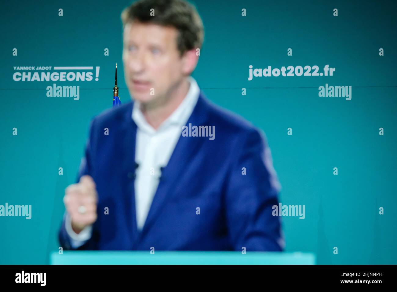 Lyon (France), 29 January 2022. The Green candidate, Yannick Jadot ...