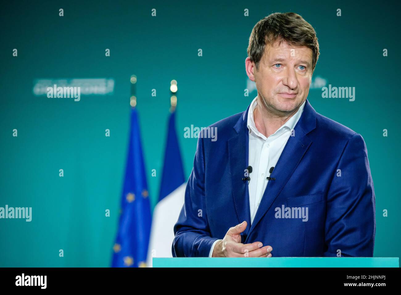 Lyon (France), 29 January 2022. The Green candidate, Yannick Jadot ...