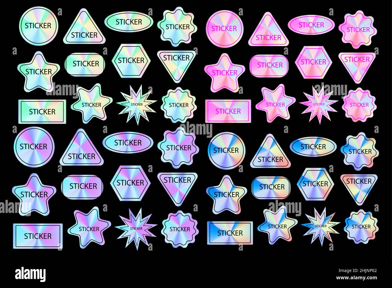 Holographic quality stickers set. Geometric shapes hologram labels ...