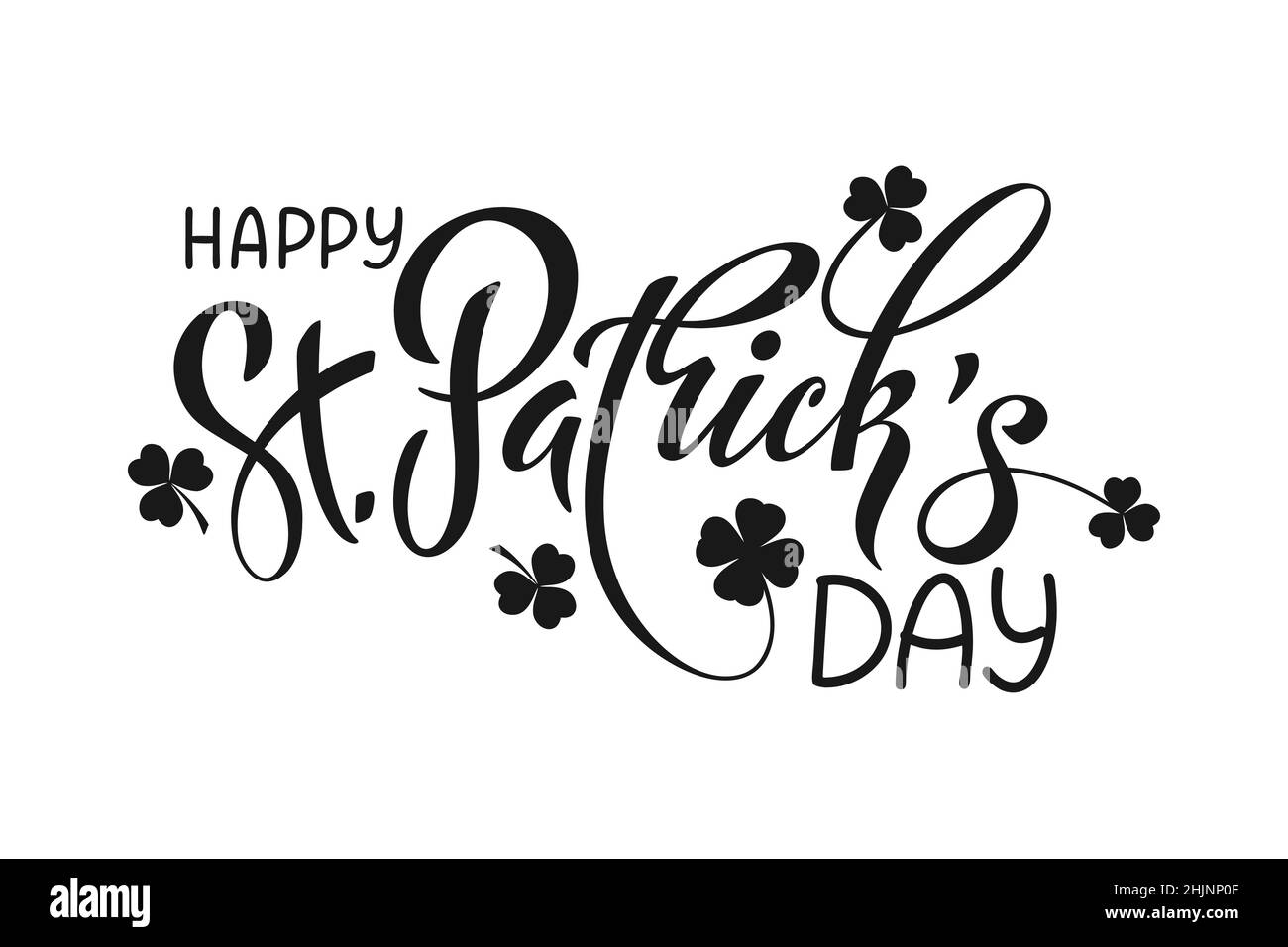 Happy Saint Patricks Day Handwritten Lettering Typography Hand Drawn