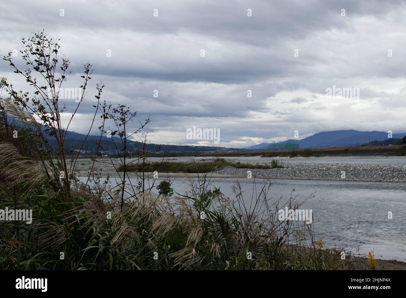 iida, nagano, japan, 2021/01/10 , Early morning view of the Tenryu ...