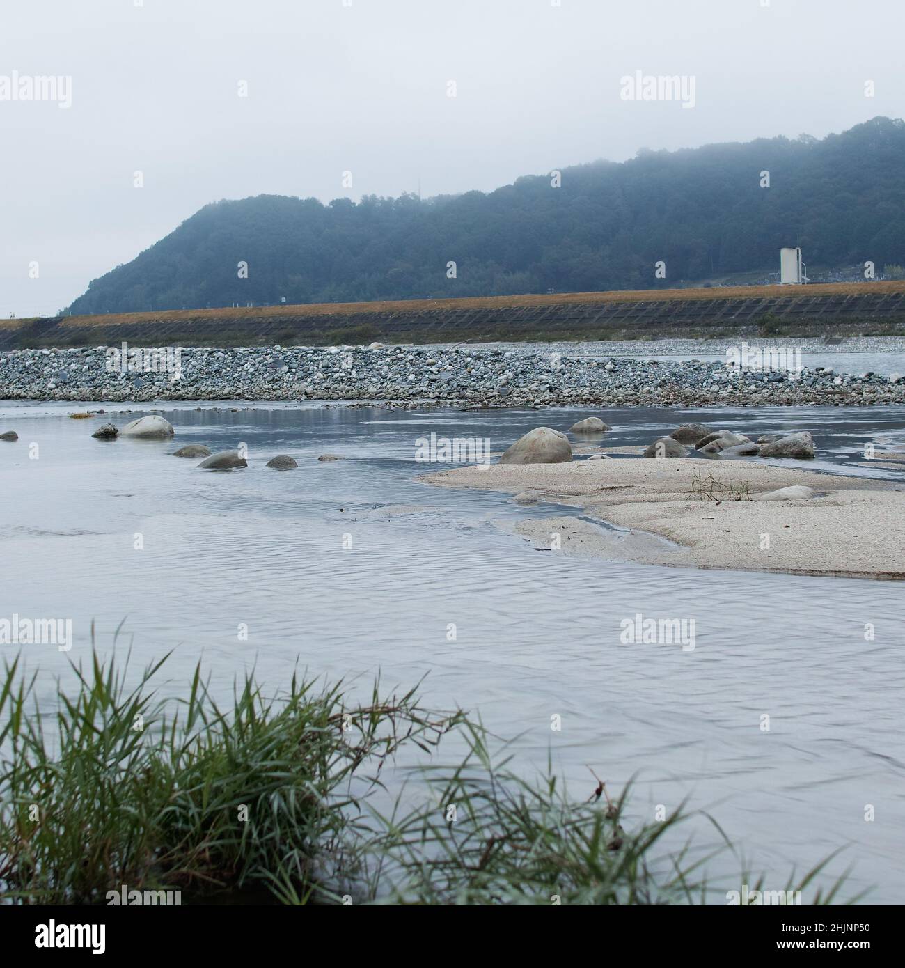 iida, nagano, japan, 2021/01/10 , Early morning view of the Tenryu ...