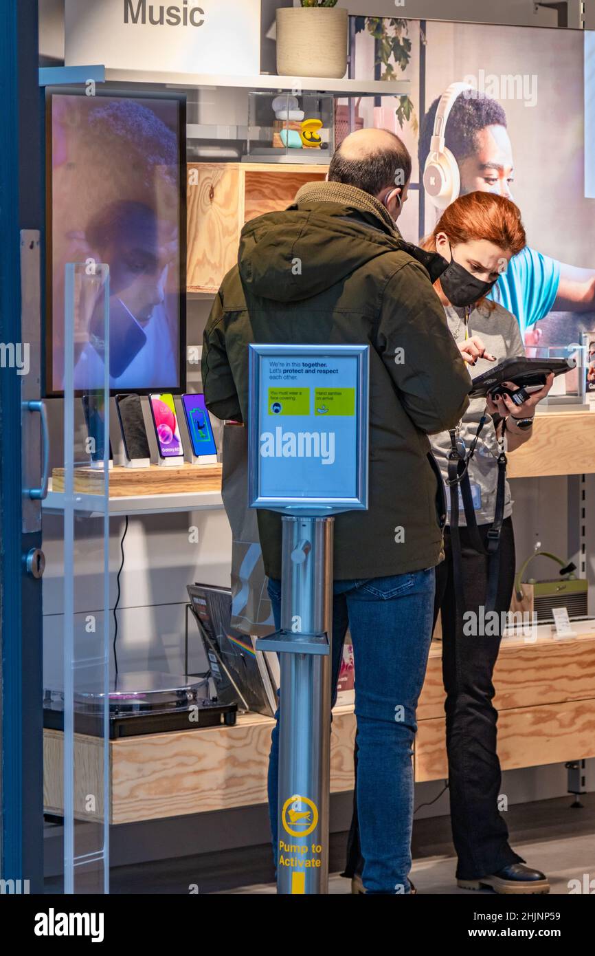 New normal retail shopping in Dublin, people in the shop, Grafton ...