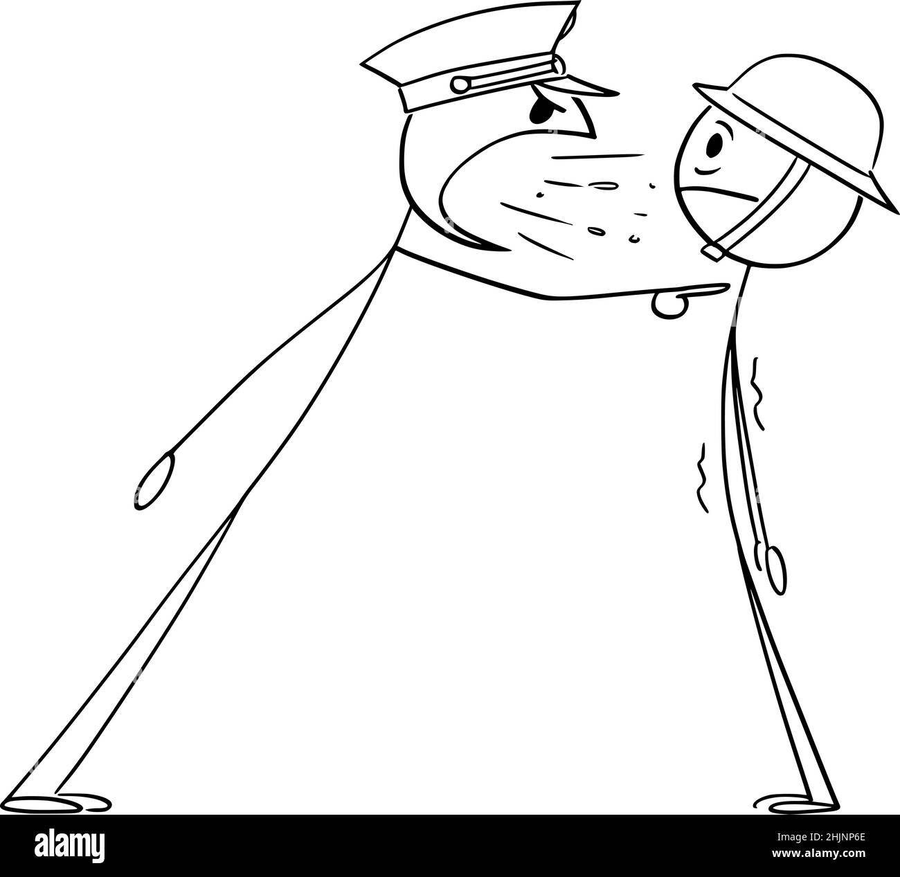 Army Officer Yelling at Soldier, Vector Cartoon Stick Figure ...