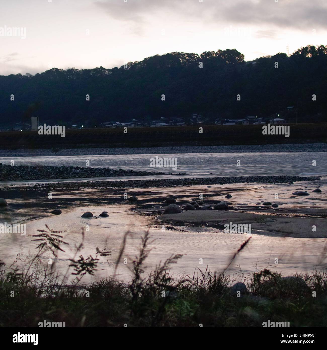 iida, nagano, japan, 2021/01/10 , Early morning view of the Tenryu ...