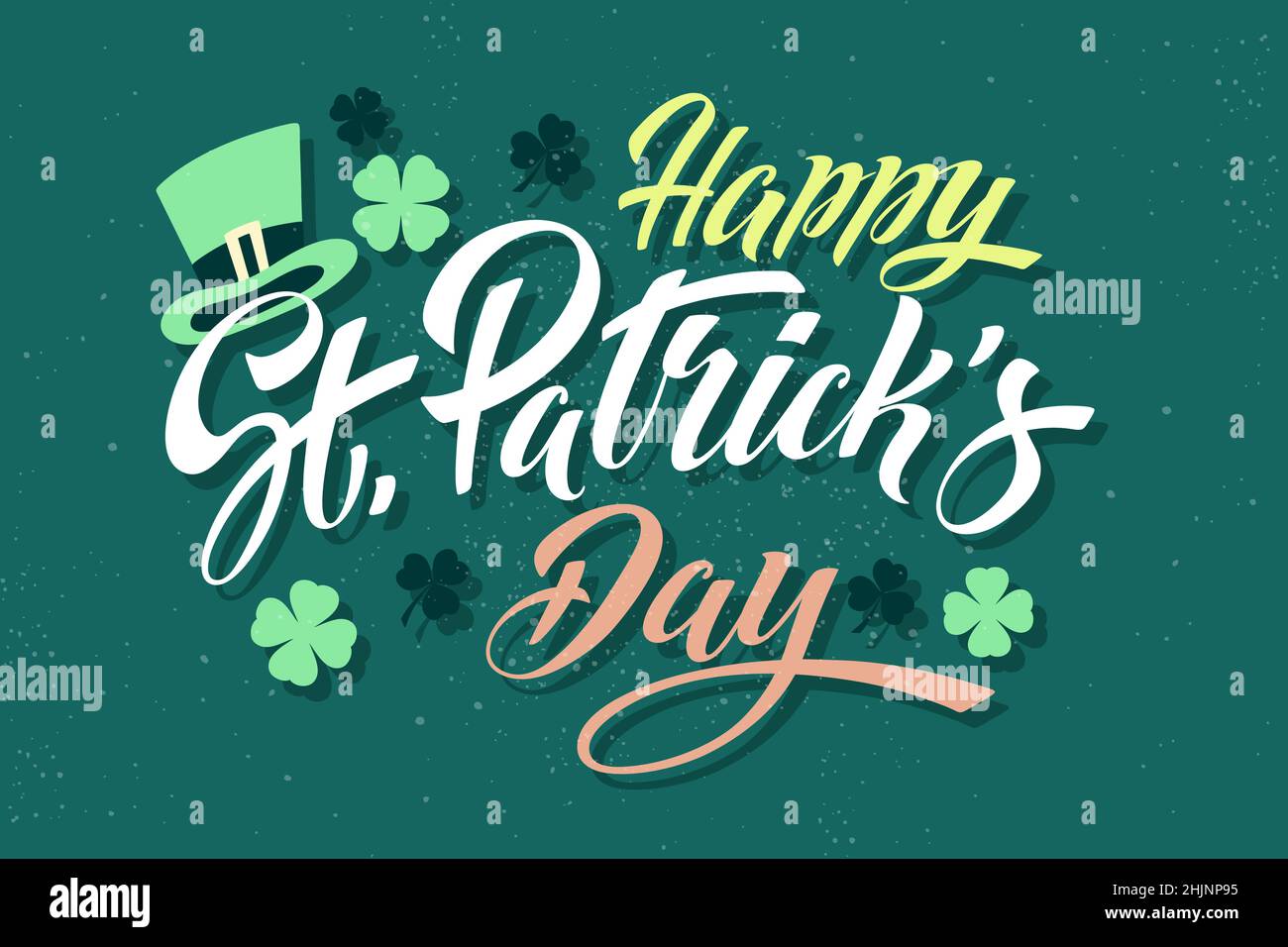 Happy Saint Patricks Day Handwritten Lettering Typography Hand Drawn