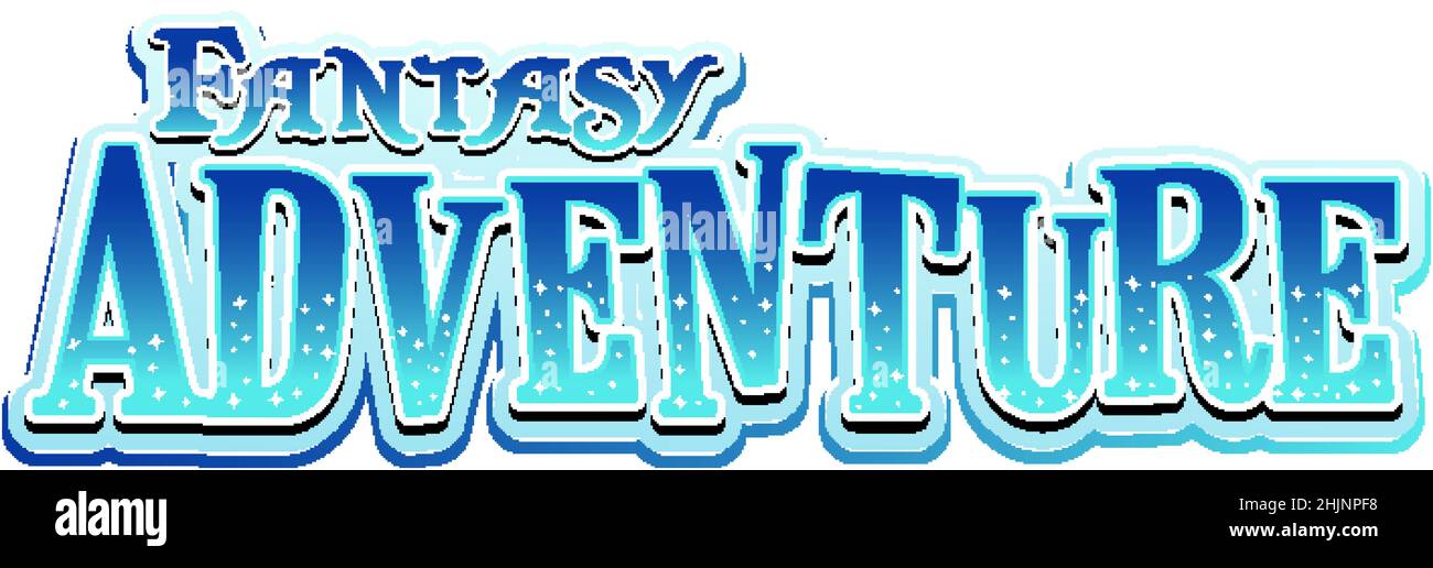 Fantasy Adventure text word with blue gradient illustration Stock ...