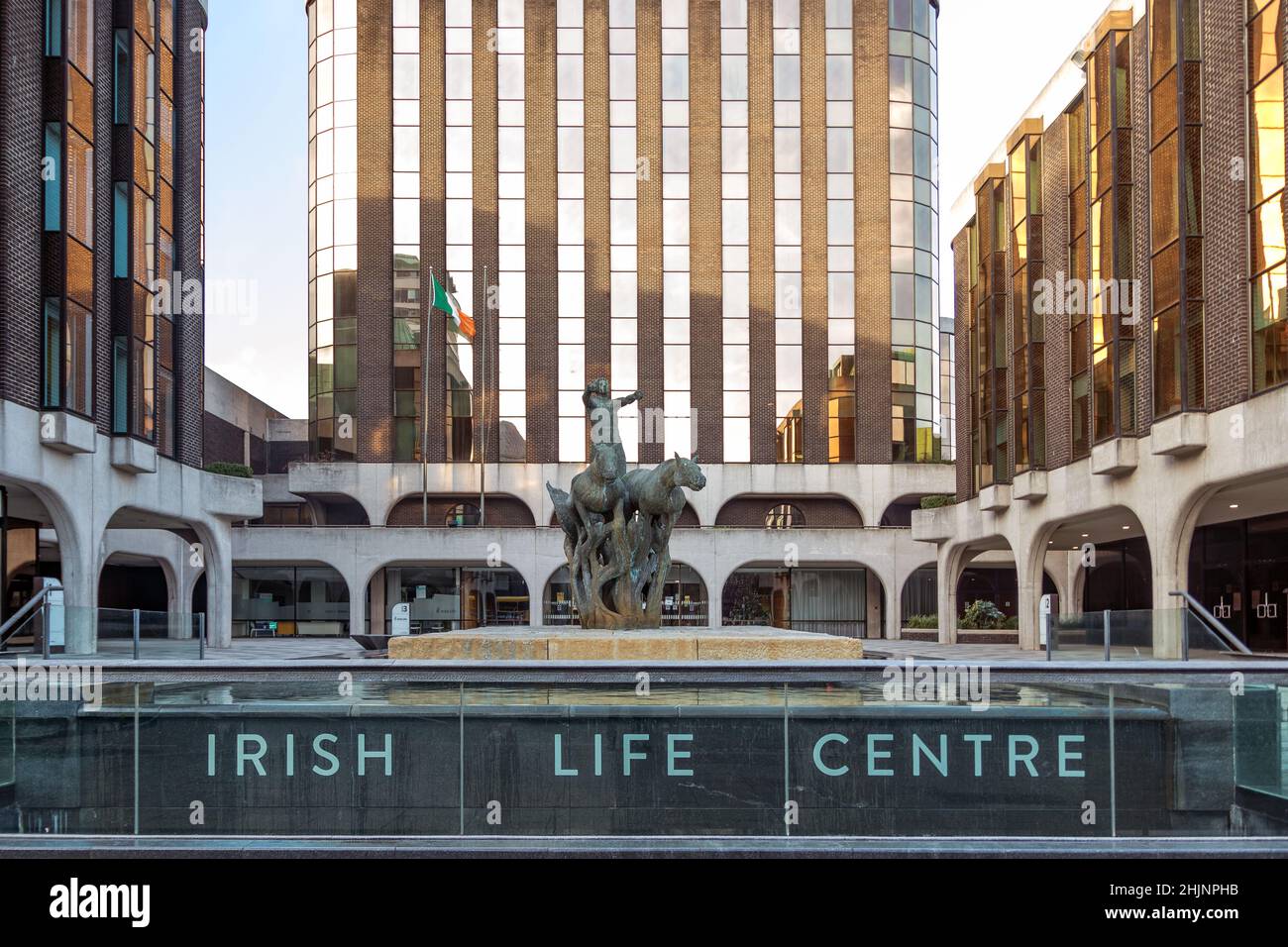 Chariot of life fountain on Abbey Street in front of Irish Life Center ...