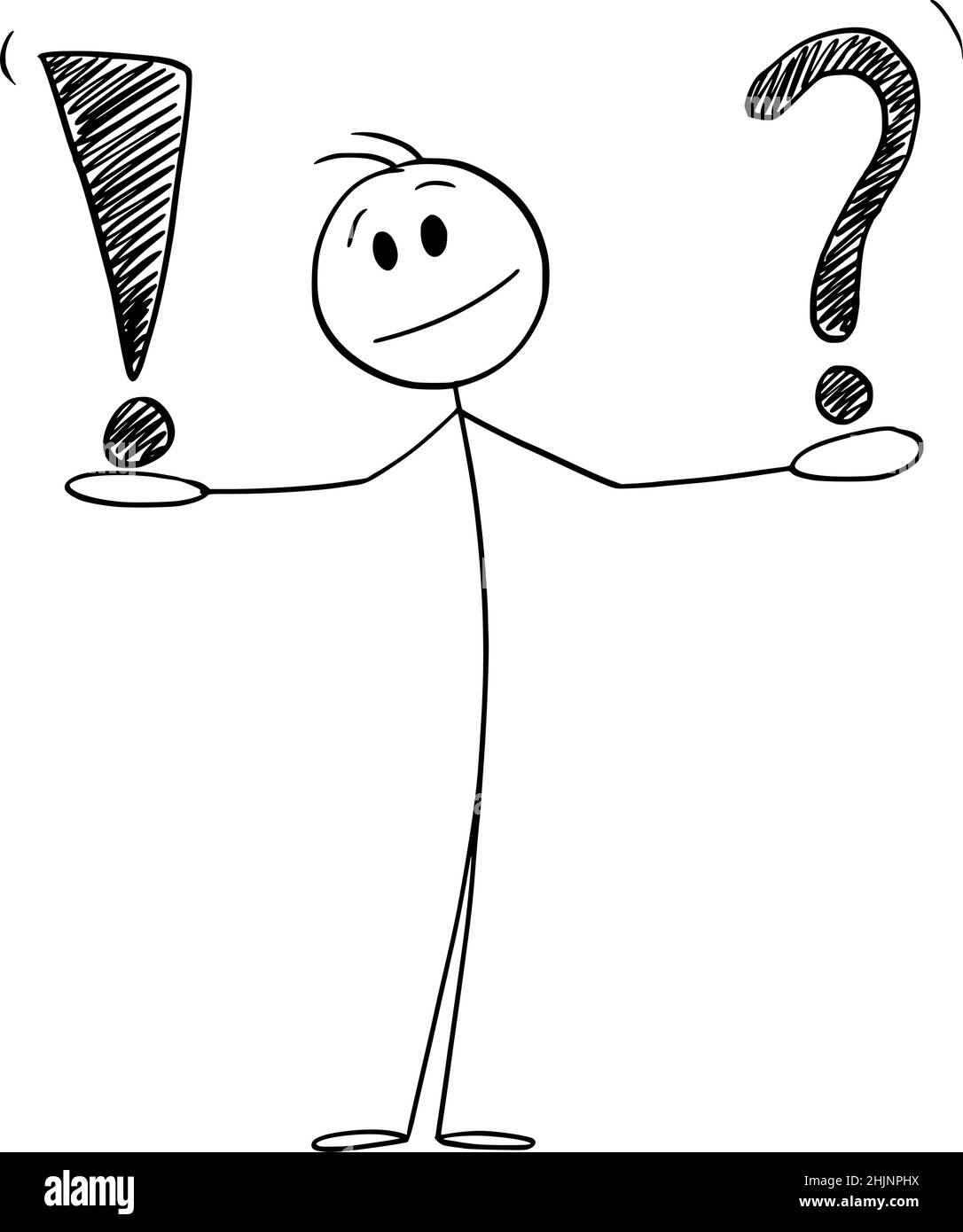 Person or Businessman Holding Exclamation and Question Mark or Sign ...