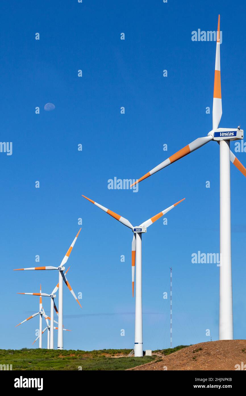 MADEIRA, PORTUGAL - AUGUST 27, 2021: These are wind farms installed on ...