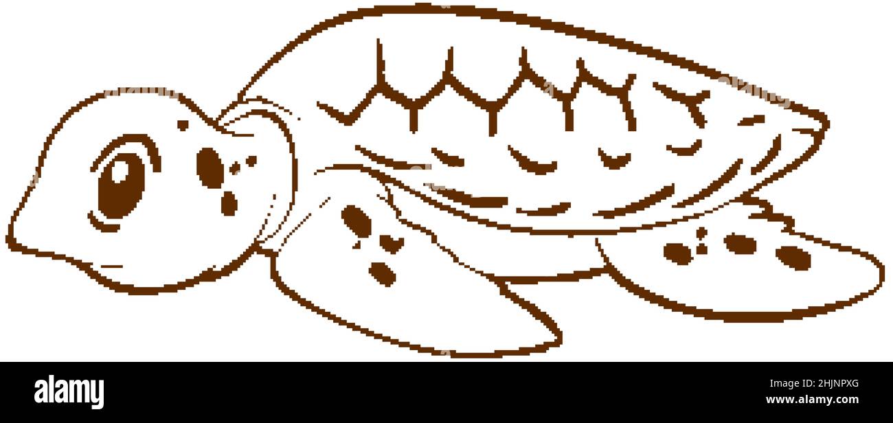 Turtle in doodle simple style on white background illustration Stock ...