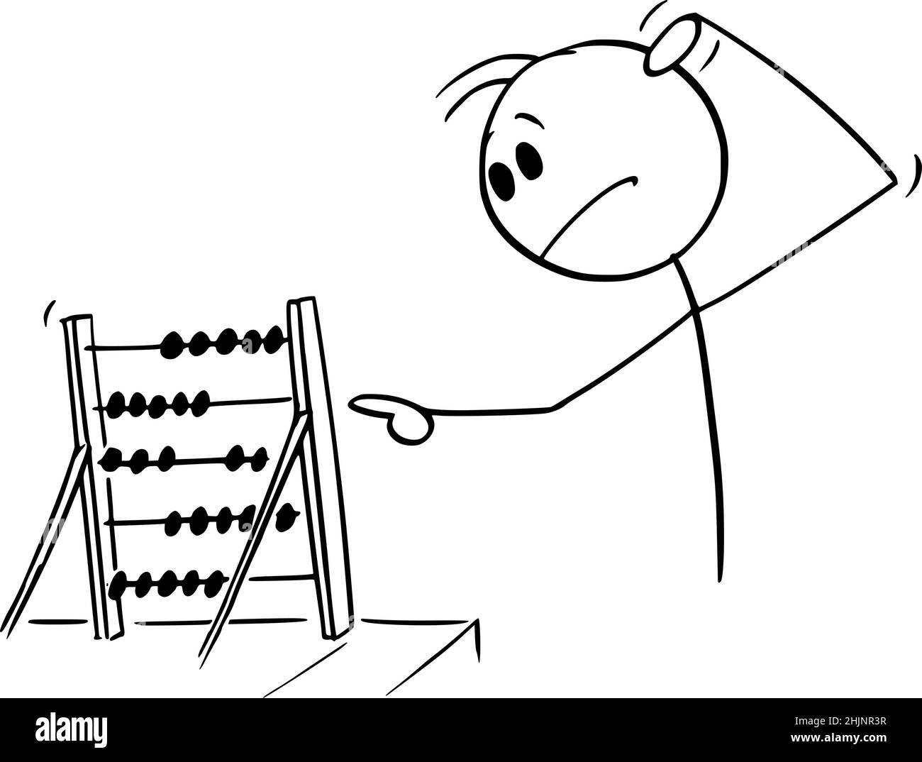 Person Counting on Abacus, Vector Cartoon Stick Figure Illustration ...
