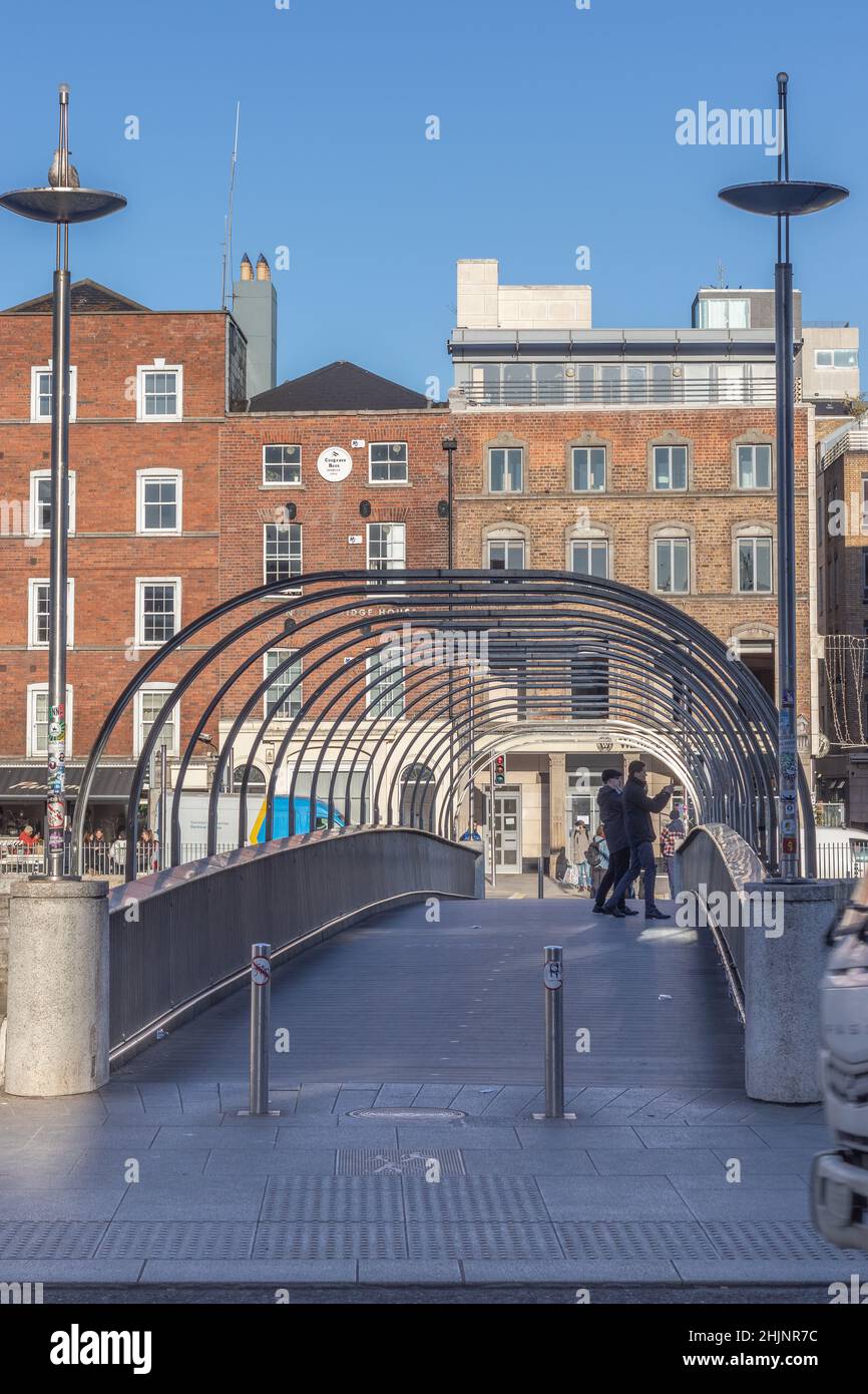 The Millennium bridge close up, pedestrian bridge spanning the River ...