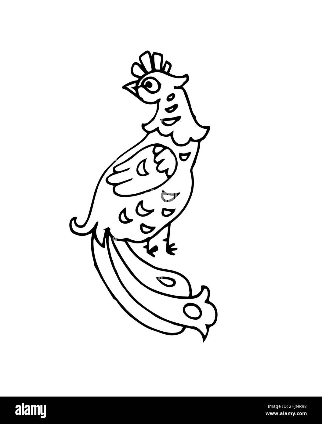 Funny bird in style of doodles. Fabulous cartoon character. Outline ...