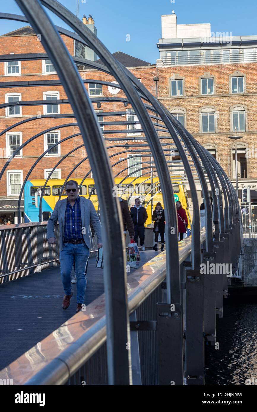The Millennium bridge close up, pedestrian bridge spanning the River ...
