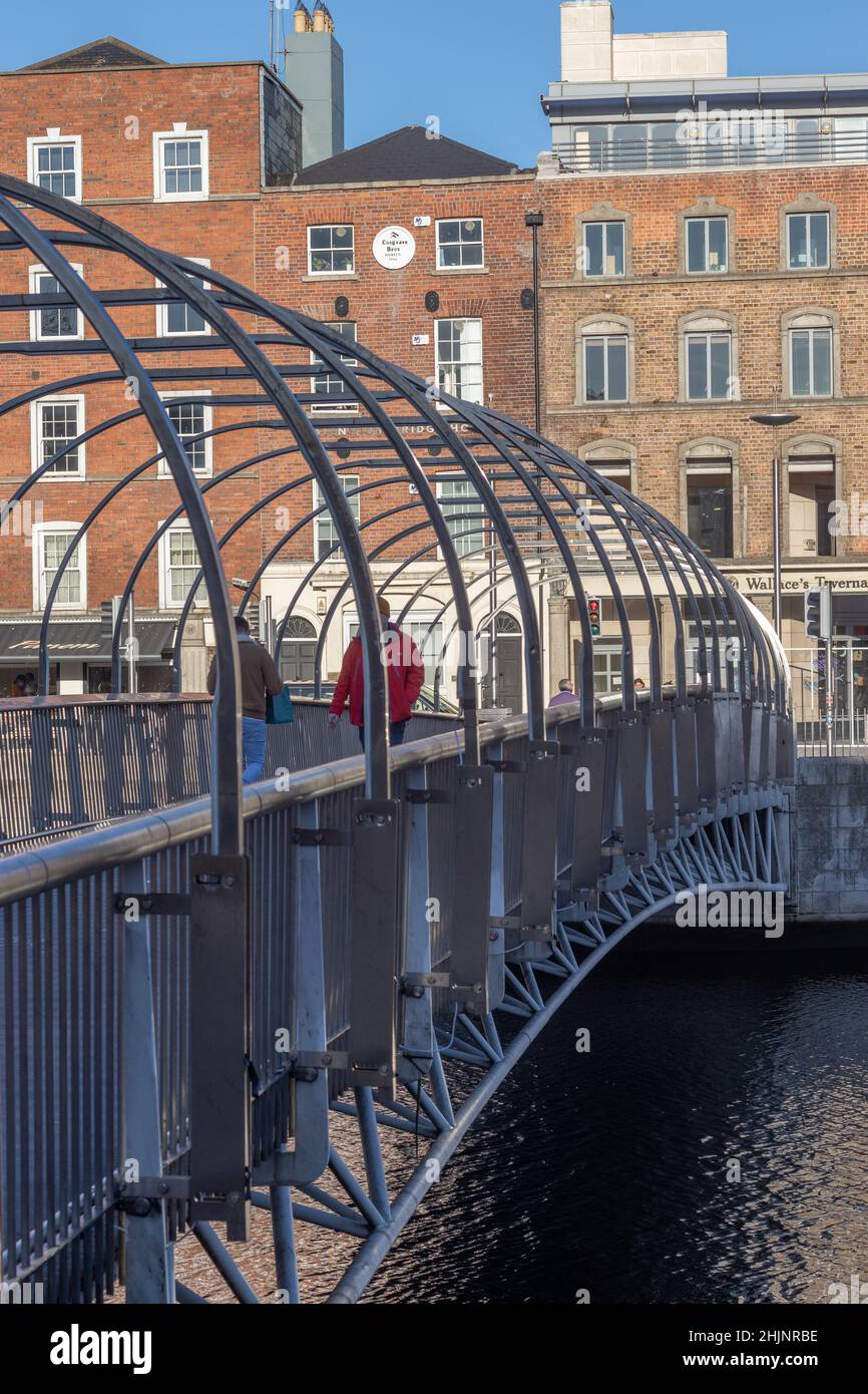 The Millennium bridge close up, pedestrian bridge spanning the River ...
