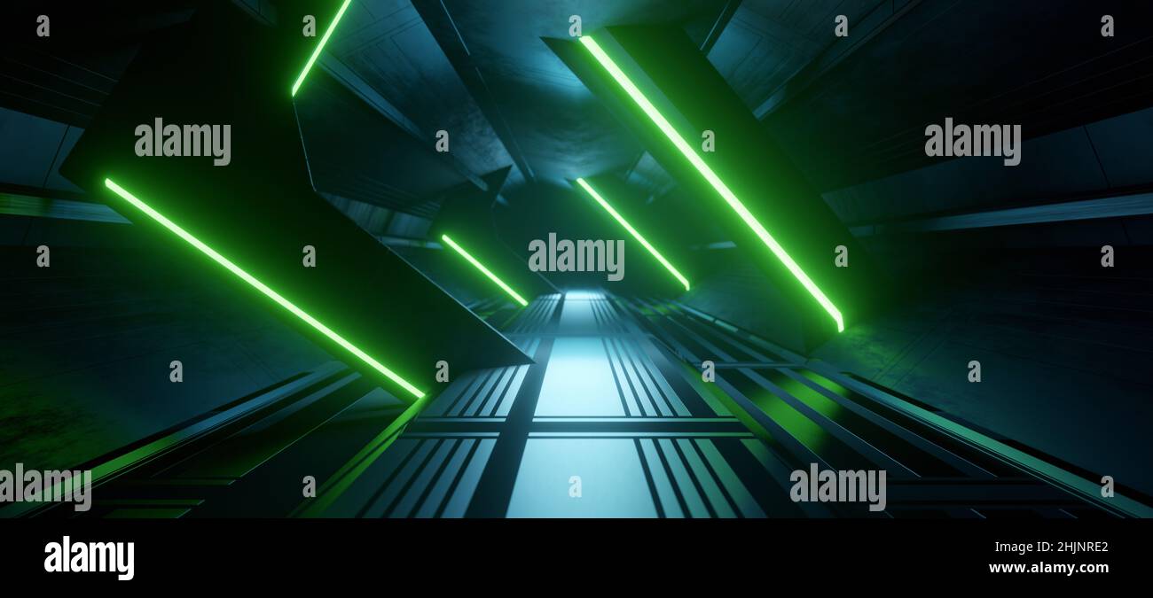 Alien Alien Hangar Tunnel Futuristic Hallway Cyberpunk Dim Lighting ...