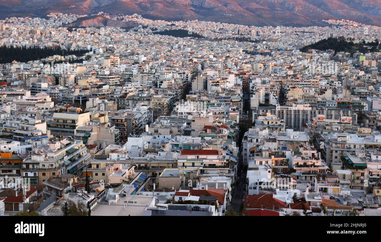 Panorama of Athens from Acropolis, Skyline of Greece Stock Photo - Alamy