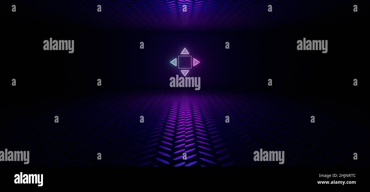 Abstract Futuristic Technology Hall Or Corridor Ultra Modern Dim ...