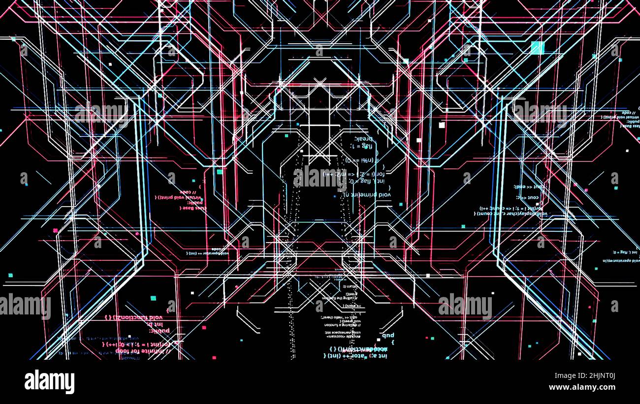 Cyber space concept with program code lines are written by artificial ...