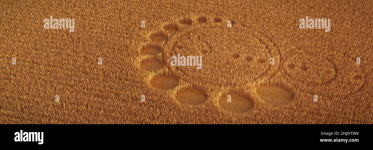 field with alien crop circle formation Stock Photo - Alamy