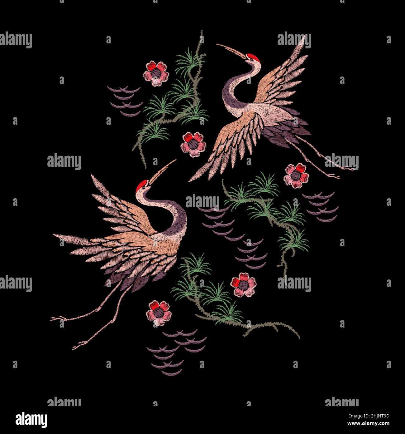 Hand embroidered silk Stock Vector Images - Alamy