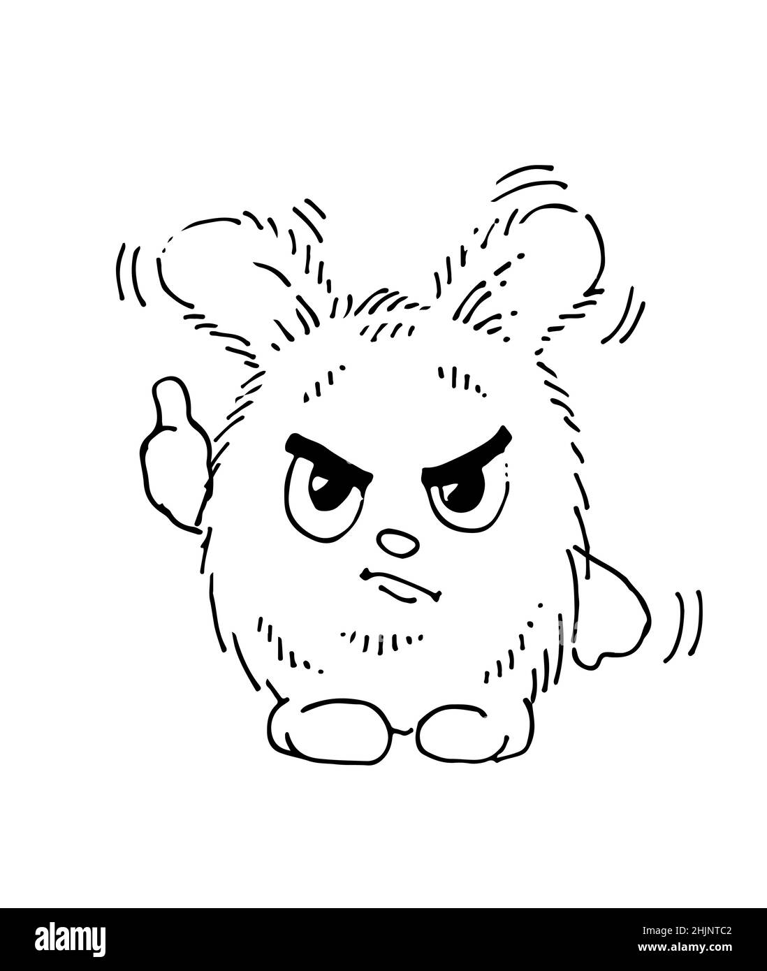 Fat funny hare warns. Cheerful wild animal. A comical character. Sketch ...