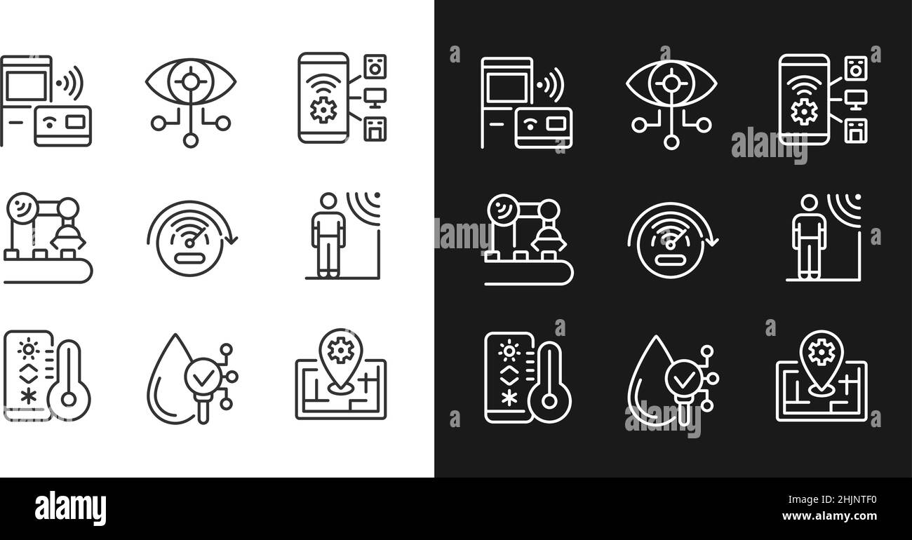 Innovative technology pixel perfect light and dark theme color icons ...
